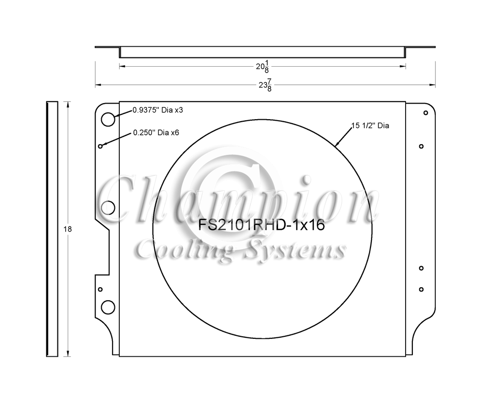 Electric Fan Shroud for 16in Fan - FS2101RHD-1x16 - Champion Radiator ...